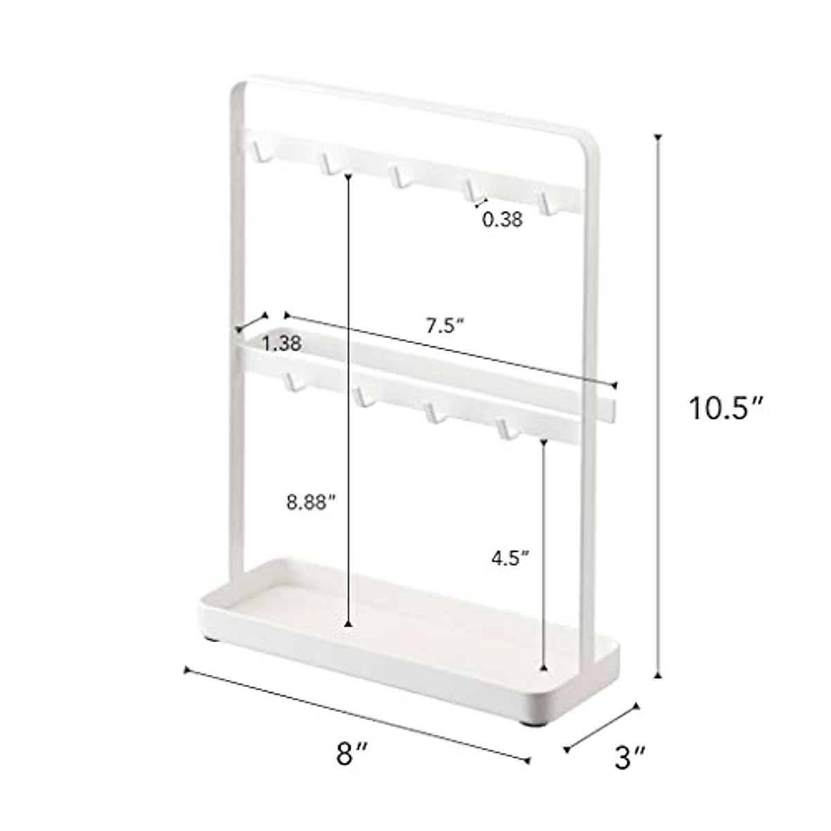 Yamazaki Stand Home Rack-Modern Hook Organizer Stand | Steel | Key Storage, One Size, White