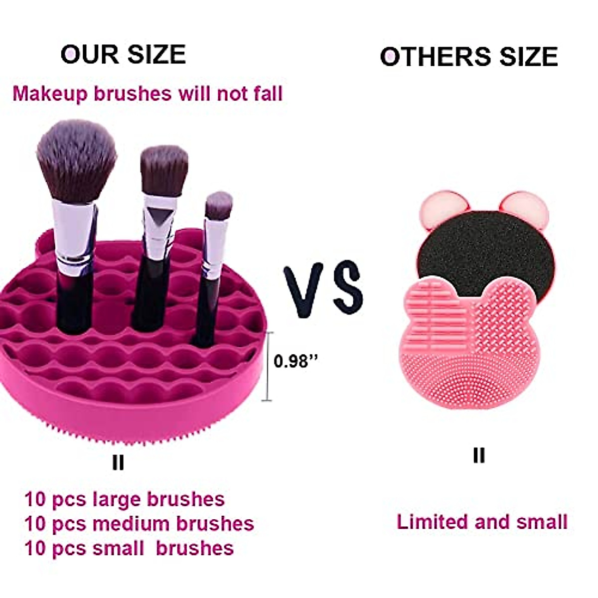 Makeup Brush Cleaning Mat,2 in 1 Makeup Brush Holder for Washing and Holder, Silicone Scrubber Pad for Drying Rack Cosmetic Clean Tools, 1 Pack