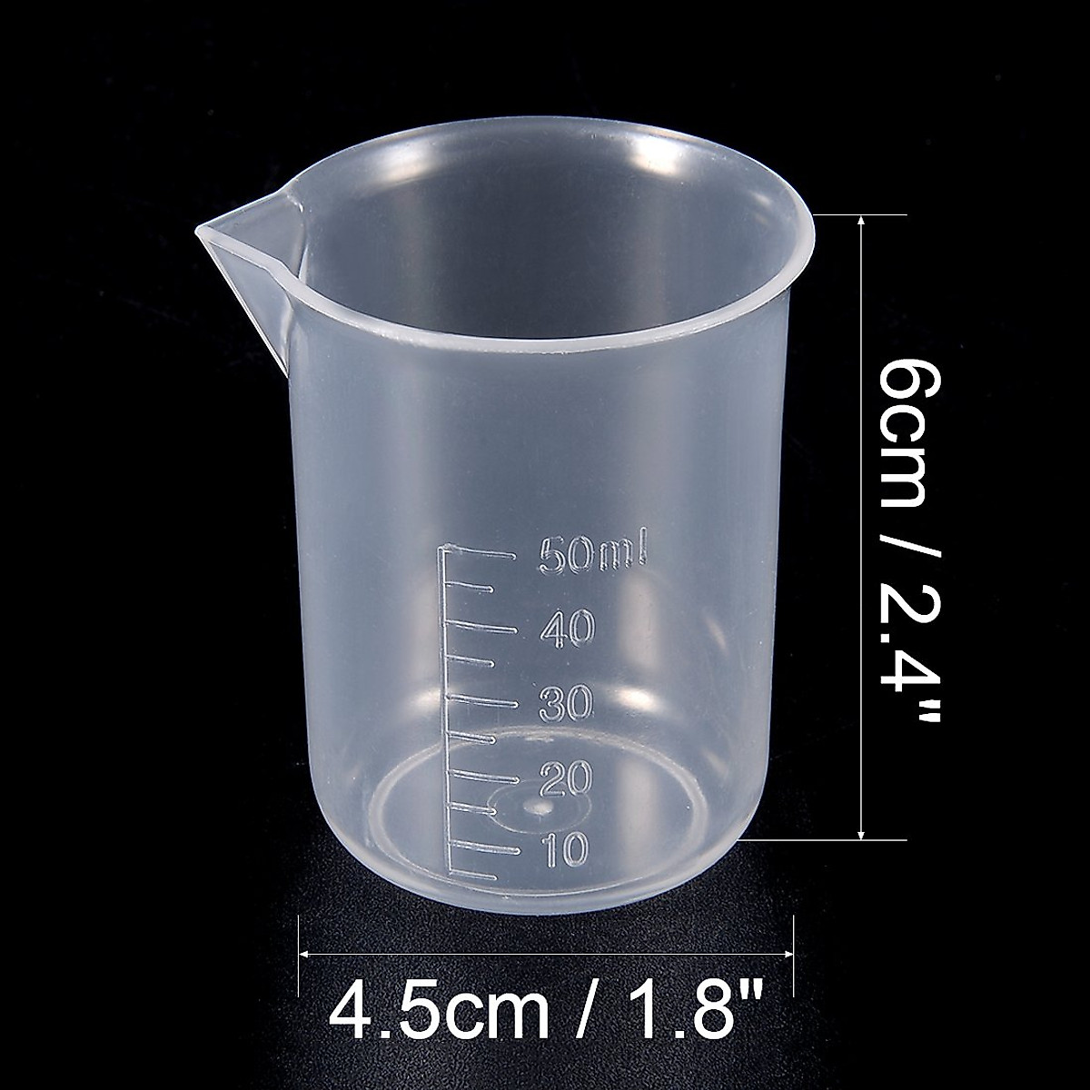 uxcell Measuring Cups 50ml PP Plastic Graduated Beaker Transparent for Lab Kitchen liquids 6pcs