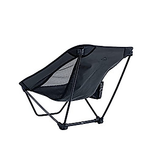 iClimb Low Ultralight Compact Camping Folding Chair with Side Pocket and Carry Bag (Black)