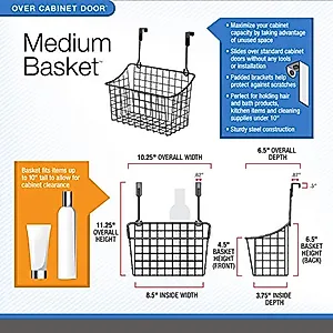 Spectrum Diversified Grid Storage Basket Over The Cabinet, Medium, Bronze