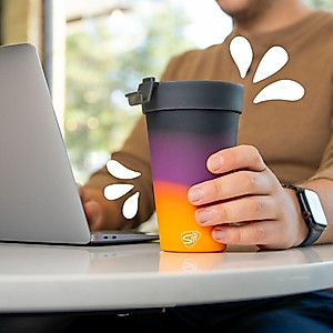 Silipint: Silicone 16oz Coffee Tumblers: 2 Pack Sun Storm - Unbreakable Cups, Reusable, Sustainable, Flexible, Hot & Cold Drinks