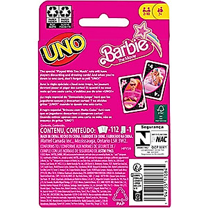 UNO Barbie The Movie Card Game, Inspired by the Movie for Family Night, Game Night, Travel, Camping and Party