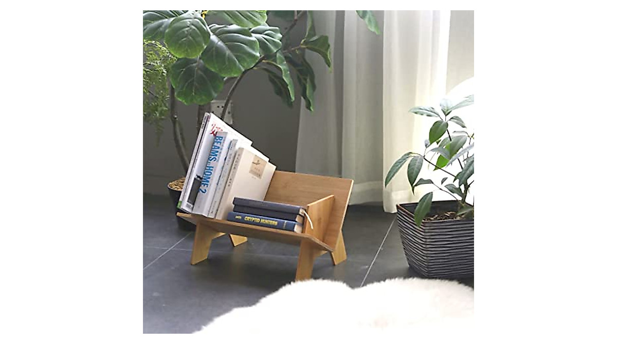 KUAIYU Tilted Wooden Bookcase for Desk and Living Room