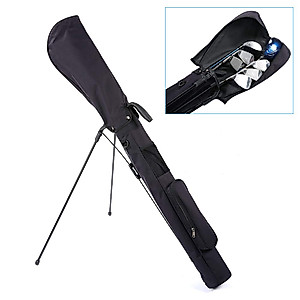 LONGCHAO Sunday Golf Bag, Lightweight Golf Club Bags with Stand and Strap, Pitch and Putt Golf Bag 2 Way Driver Golf Bags, Golf Gifts for Men (Black)