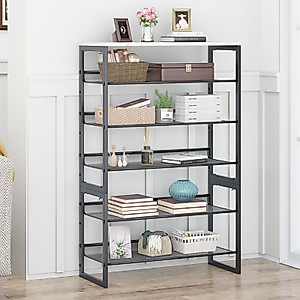 Garden 4 you Shoe Rack 6 Tiers Shoe Storage Organizer,Large Capacity Storage Rack With White Faux Marble Tabletop,Adjustable Metal Shelf Stackable Shoe Shelf For Entryway Hallway Living Room Closet