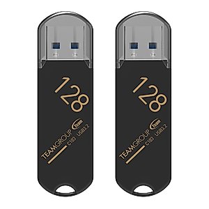 TEAMGROUP C183 128GB 2 Pack USB 3.2 Gen 1 USB 3.1/3.0 100MB/s Flash Thumb Drive External Data Storage Memory Stick Compatible with Computer/Laptop Black TC1833128GB22