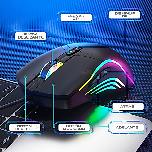 Slim Company Mouse Gamer USB Wired 7 Buttons 6400dpi Havit Ms1026 RGB