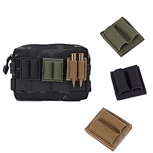 3 Packs 2-Round Ammo Cards 11mm-15mm Shotgun Shells Holder Ammunition Battery Pen Light Stick Tool Carrier Holder Pouch 800D Nylon