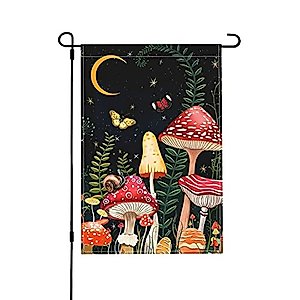 Mushroom Garden Flag 12x18 inch Double Sided Mushroom Decor Yard Flag for Outside Farmhouse Porch Decorations