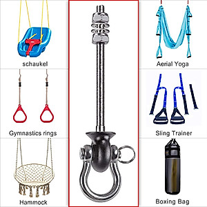 Dolibest Set of 4 Permanent Antirust Stainless Steel 304 Heavy Duty Swing Hangers, Playground Porch Yoga,for Wood and Steel Beam Yoga Hammock Chair Punching 1500LB Capacity,180° Swing, 7.67''