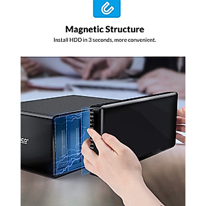 ORICO 8 Bay Tool-Free Aluminum Hard Drive Enclosure with 2 Build-in Fans, Horizontal HDD Docking Station for Small Business Data Backup and Expansion Max to 128TB- NS800U3