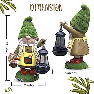 Gnomes Garden Gnomes Lady - Garden Sculptures & Statues Solar Female Garden Gnomes Outdoor Funny Knomes - Funny Garden Gnome Gifts Lights - Garden Gifts Gnomes Decor Gnomes Garden Decorations (13in)