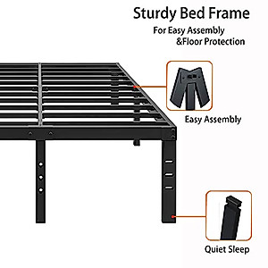Joceret California King Bed Frames,14 Inch Tall,Heavy Duty,3500 lbs Steel Slat Support Metal Platform,No Box Spring Needed,Easy Assembly,No Noise,Cal King Bed Frame,Black