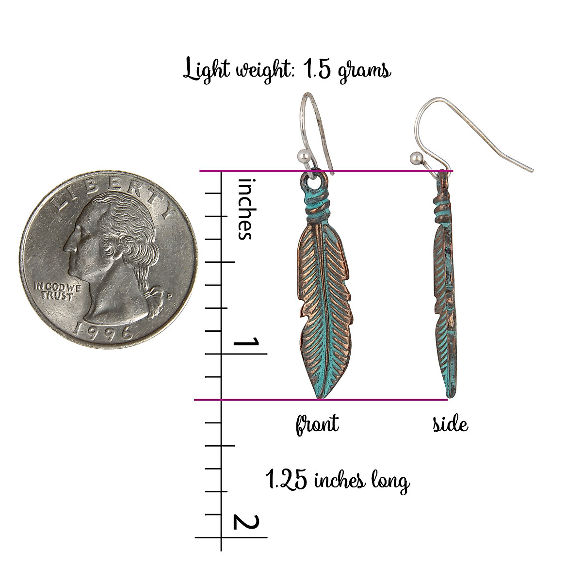 SPUNKYsoul Feather Circle Long Necklace for Women Collection (3 Toned Patina Copper)