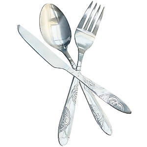 Silverware Flatware Set, RilexAwhile Set of 1 Stainless Steel Reusable Utensils to Go Lunch Set, Camping Flatware Set Knife, Fork and Spoon 3-Piece, for Camping and Travel