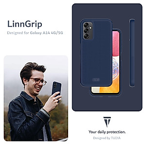 TUDIA LinnGrip Compatible with Samsung Galaxy A14 4G / 5G Case, [Enhanced Grip] Ultra Slim Matte TPU Shockproof Anti-Slip Protective Phone Case Cover (Indigo Blue)