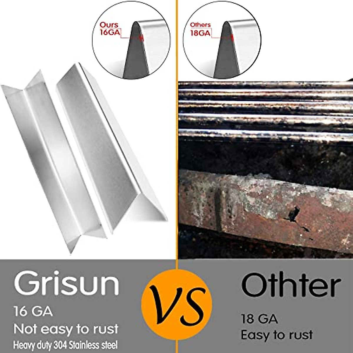GRISUN Burner and Flavor Bar for for Weber Genesis 300 Gas Grills (with Front Control Knobs)