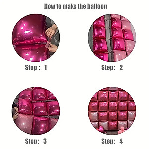 【50pcs】 Hot Pink Party Decorations Square Foil Balloons Wall Wedding Balloons Backdrop Double Sided Pink Balloons Arch Kit for Anniversary Bachelorette Birthday Valentines Day Mylar Balloons