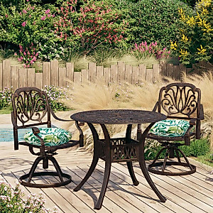 FUNHOME Bistro Chair Cushions 15 inch,Set of 2,Tufted Round Outdoor Chair Cushions 15"x15"x4",Waterproof Patio Seat Cushion with Ties for Barstool Garden Kitchen Furniture(Palm Leaf)