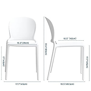 LESHI Dining Chair Modern Kitchen Dining Room Chairs Minimalist Style Creative Design- Set of 2, Premium Plastic, White