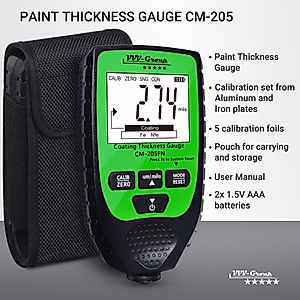 Paint Thickness Meter CM-205FN | Best Mil Coating Depth Gauge Tester for Cars with Resol 0.01mil | F/NF Measuring