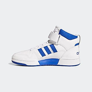 adidas Men's Postmove Mid Basketball Shoe, White/Team Royal Blue/Grey, 8