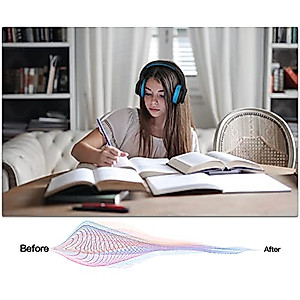 LORELEI E7 Kids Headphones with Microphone, Safe Volume Limiter 85/94dB, Foldable Stereo Tangle-Free On-Ear Wired Headphones for Toddlers/Boys/Girls/School/iPad/Laptop/Travel (Black&Blue)