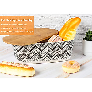 Nomotruc Bread Box with Cutting Board Lid Made with Bamboo Fiber, Bread Box For Kitchen Countertop Bread Container Holder Keeper Keep Fresh I14.4x8.3x5.6 in……