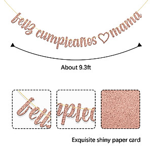 Feliz Cumpleaños Mama Banner / Mother Birthday Party Decor / Happy Mother's Day / Spanish Theme Mom Birthday Party Decorations Rose Gold Glitter