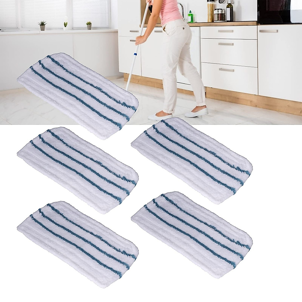 Pssopp 5PCS Floor Mop Refill Replacement Pads Professional Cloth Replacement Washable Microfiber Mop Refill for FSM1610/1630