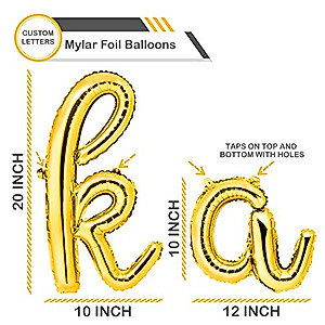 Envizins 16" Gold OH Baby Script Foil Balloons, for Baby Shower Decorations, Girl Gender Reveal, Straw and 32' Roll Ribbon Included