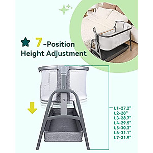 babyboat Bassinet Bedside Sleeper with 360° All Air Mesh, Bedside Crib with Storage Basket, Cozy Adjustable Portable Bassinets for Safe Co-Sleeping, Baby Crib for Infant/Newborn