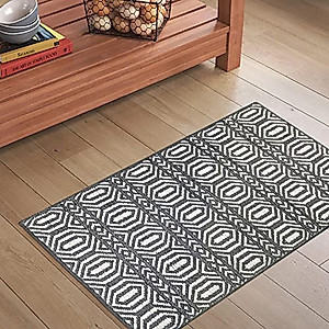 HomeInGoods Boho Area Rug - 2x3 Indian Durrie Small Entryway Rug Inside Doormat Bohemian Pure Cotton Non-Slip Washable Low-Pile Floor Carpet for Indoor Front Entrance Kitchen Bathroom