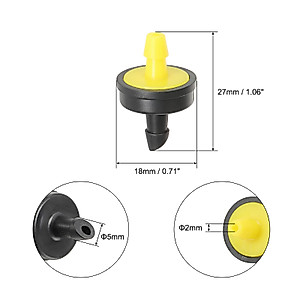 M METERXITY 20 Pack Pressure Compensating Dripper - Garden Irrigation, Maintain Constant Flow & Drip Emitter, Apply to Outdoor Garden Lawn (5 Gallon Per Hour, Black Yellow)