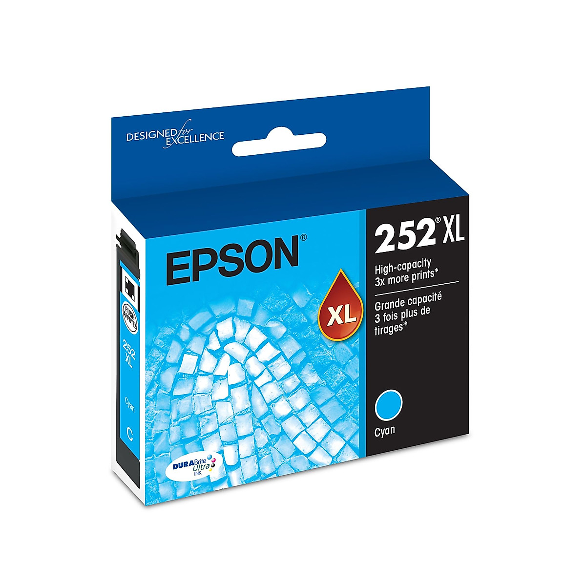 EPSON 252 DURABrite Ultra Ink High Capacity Cyan Cartridge (T252XL220-S) Works with WorkForce WF-3620, WF-3640, WF-7110, WF-7610, WF-7620, WF-7710, WF-7720, WF-7210