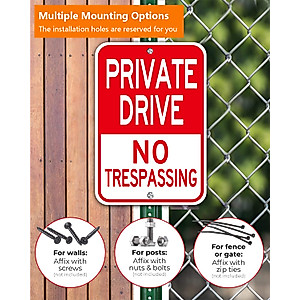 private driveway sign, (2 Pack) 12'' X 18''Private Drive No Trespassing Sign, Rust Free Heavy Duty Aluminum Private Road Reflective Warning Signs,Easy to Mount,Outdoor use