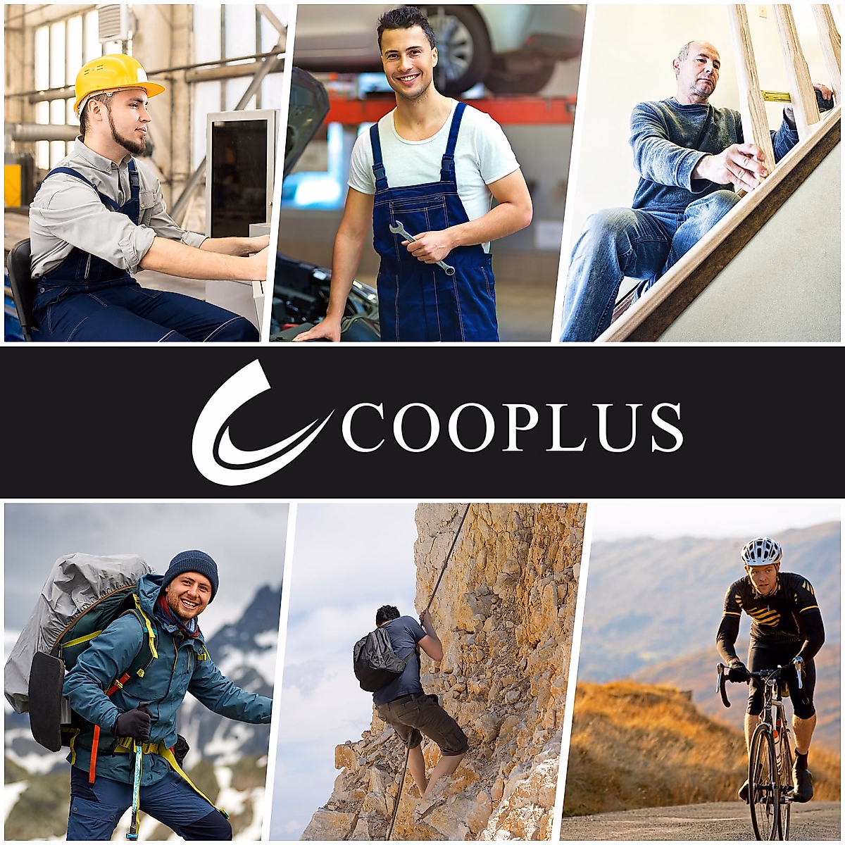 COOPLUS Mens Performance Crew Socks, Heavy Cushion Athletic Durable Work Socks for Men (5 Pairs)