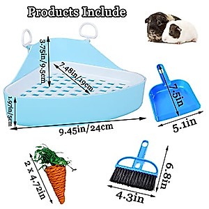 Hamiledyi Guinea Pig Potty Trainer Corner, Small Animals Triangle Plastic Litter Box, Bedding Litter Box Pee Pan Tray Toilet for Hamster Gerbil Bunny Ferret Chinchilla Hedgehog (Blue)