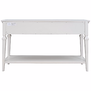 50" Classic Retro Console Table, Solid Wood Sofa Side Table with 3 Top Storage Drawers and Open Style Bottom Shelf for Living Room, Entryway, Hallway and Bedroom, Easy Assembly (Antique White-02)
