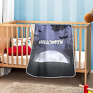 Full Moon Bat Sky Unisex Fluffy Baby Blanket for Crib Toddler Blanket for Daycare with Thick and Soft Material Security Blanket for Stroller Travel Decorative Gift
