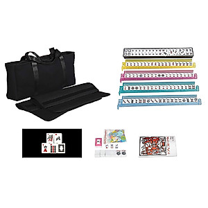 C&H Solutions 166 Tiles American Mahjong Set Black Soft Bag 4 Color Pushers/Racks Easy Carry Western Mahjongg