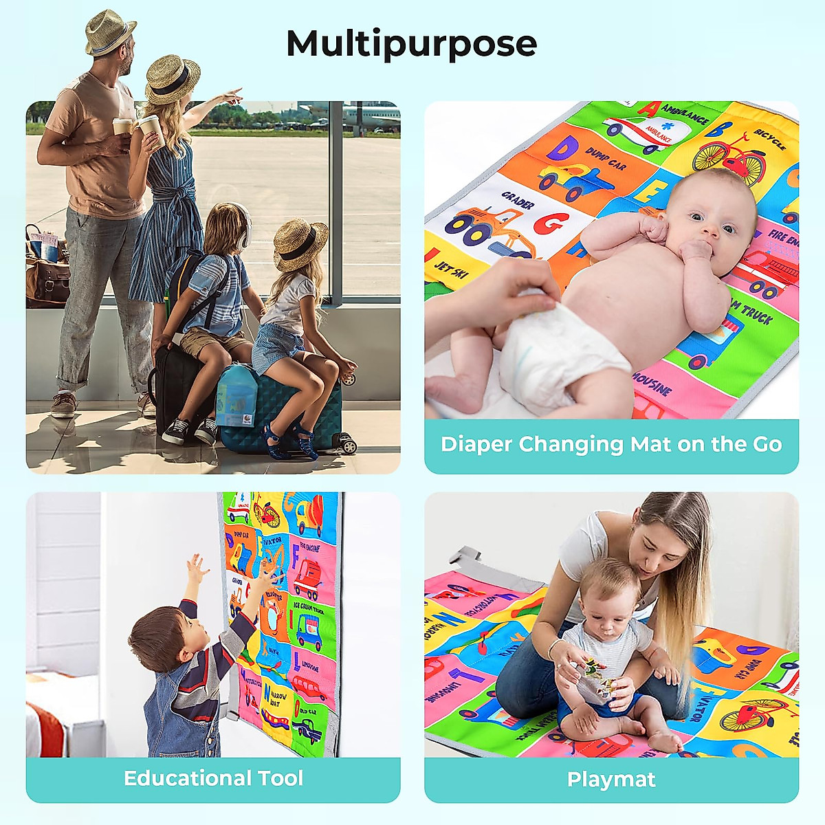 Fufu Baby Toddler Travel Bed, Kids Airplane Footrest, Airplane Seat Extender, Travel Essential, LegRest, Lie Down; Portable Anti-Slip, Side Pockets Transportation