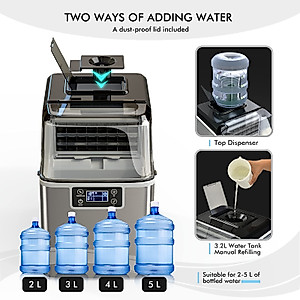 KOTEK Ice Maker Machine Countertop, 40lbs/24H Portable Ice Maker with Auto Self-Cleaning, 2 Ways to Add Water, 24 Ice Cubes in 13 Min, with Ice Scoop & Basket, for Home Office Bar