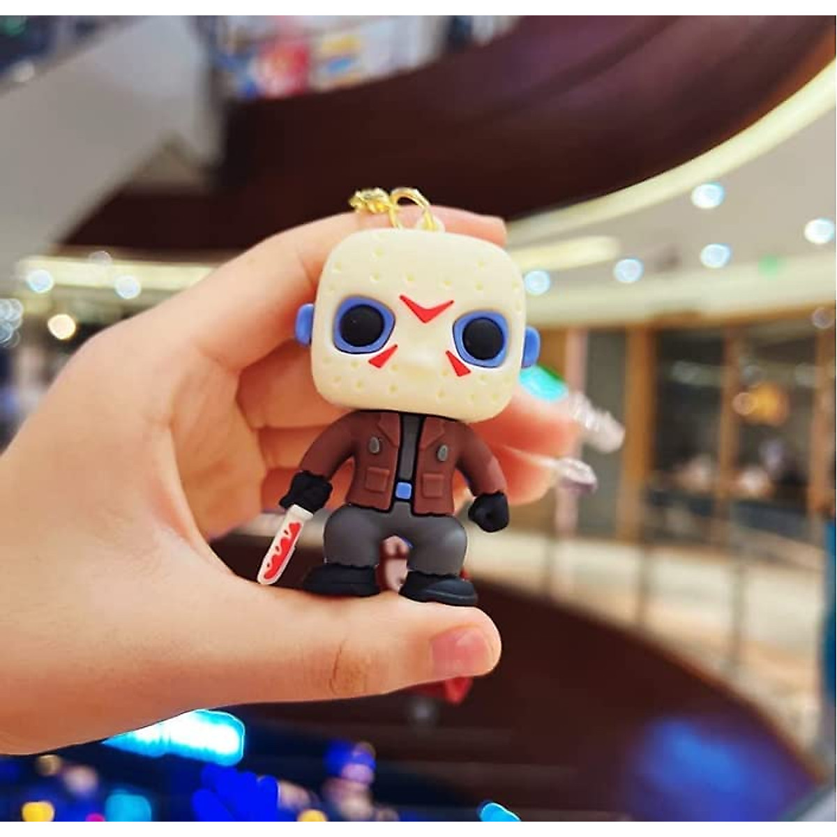 ONablvd 1pc Cute Horror Cartoon Pop Car Keychain Charm Bag Decoration Charm Keychain Birthday Gifts for Women Girls Boys (C)