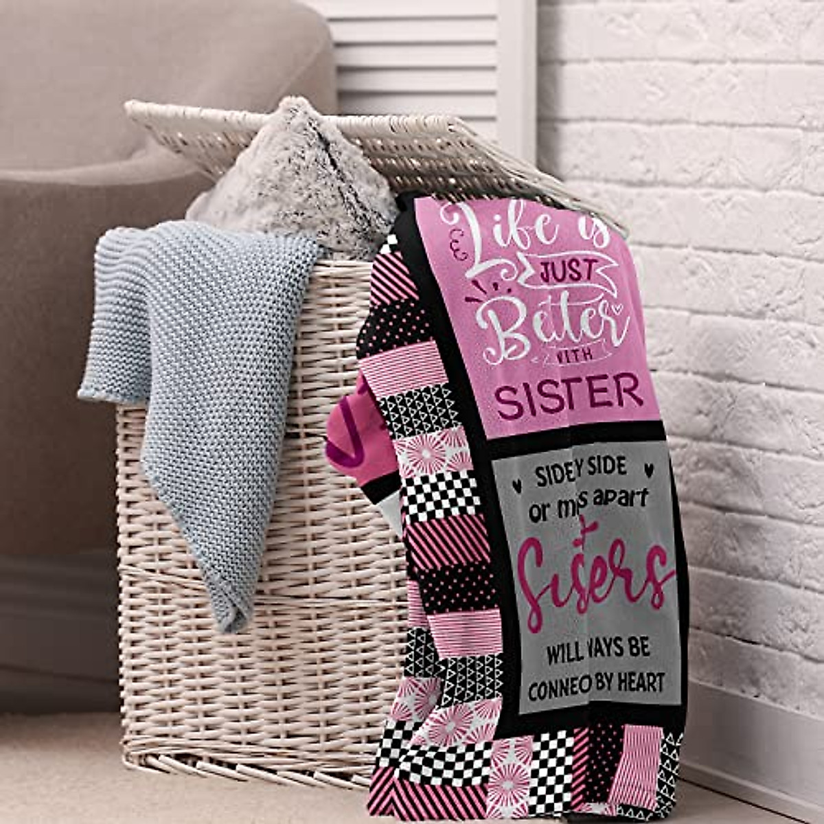 kituzol Sister Gifts Blanket 50"×60", Sister Birthday Gifts from Sister, Big Sister Gift, Bestie Gift for Sister, Sister Gift Idea, Graduation Gifts for Sister, Sister Throw Blanket, Soul Sister Gift