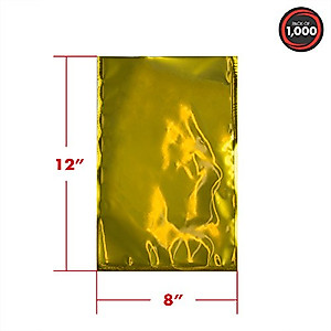UltraSource Vacuum Chamber Pouches, Gold Foil, 8" x 12" (Pack of 1000)