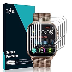 LϟK 6 Pack Screen Protector Designed for Apple Watch 44mm Series 6 5 4 SE / 42mm Series 3 2, Max Coverage, Bubble Free Flexible Soft TPU for iWatch 44mm 42mm