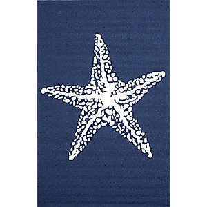 nuLOOM Marine Hand Hooked Indoor/Outdoor Accent Rug, 2' x 4', Navy