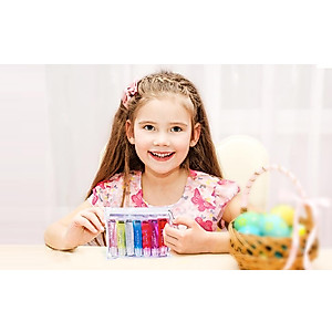 M&U Sparkle Lip Gloss Set with Handbag, 7Pcs Assorted Flavors Hydrating Lip Balm Party Favor Make-up for Kids and Teens Ages 5+